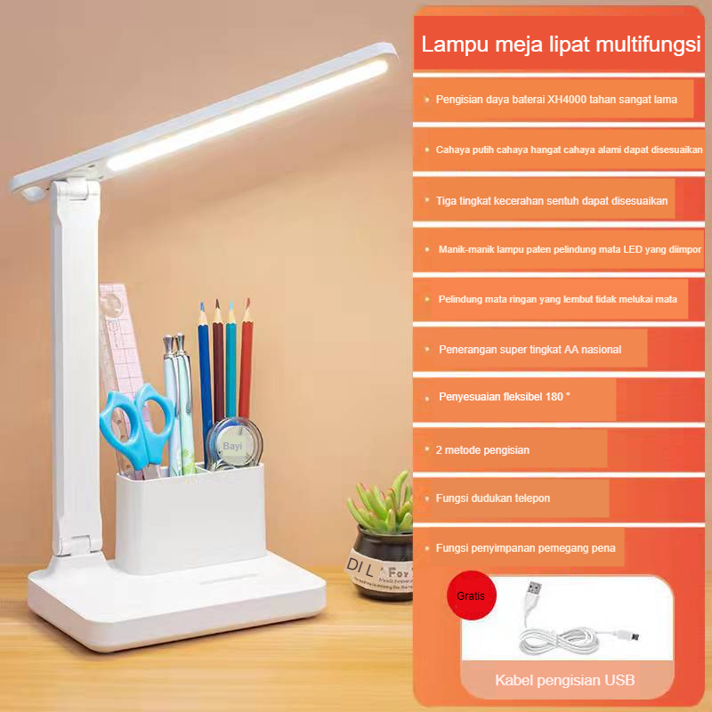 Lampu Baca Meja LED dengan Tempat Pena dan USB Pengisian – Nextcool